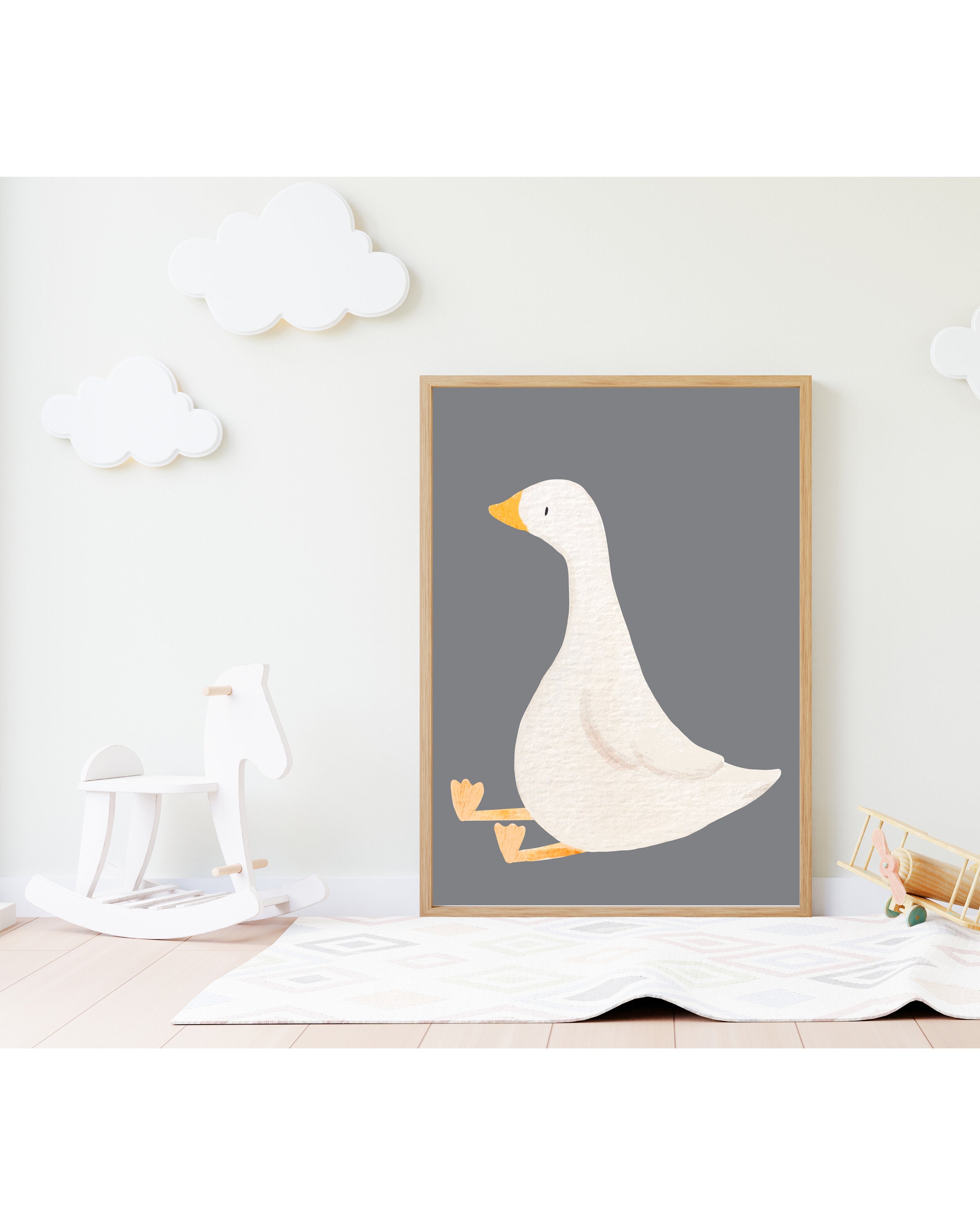 Silly Goose Wall Art, Goose Nursery Decor, Earth Tone Nursery Prints ...