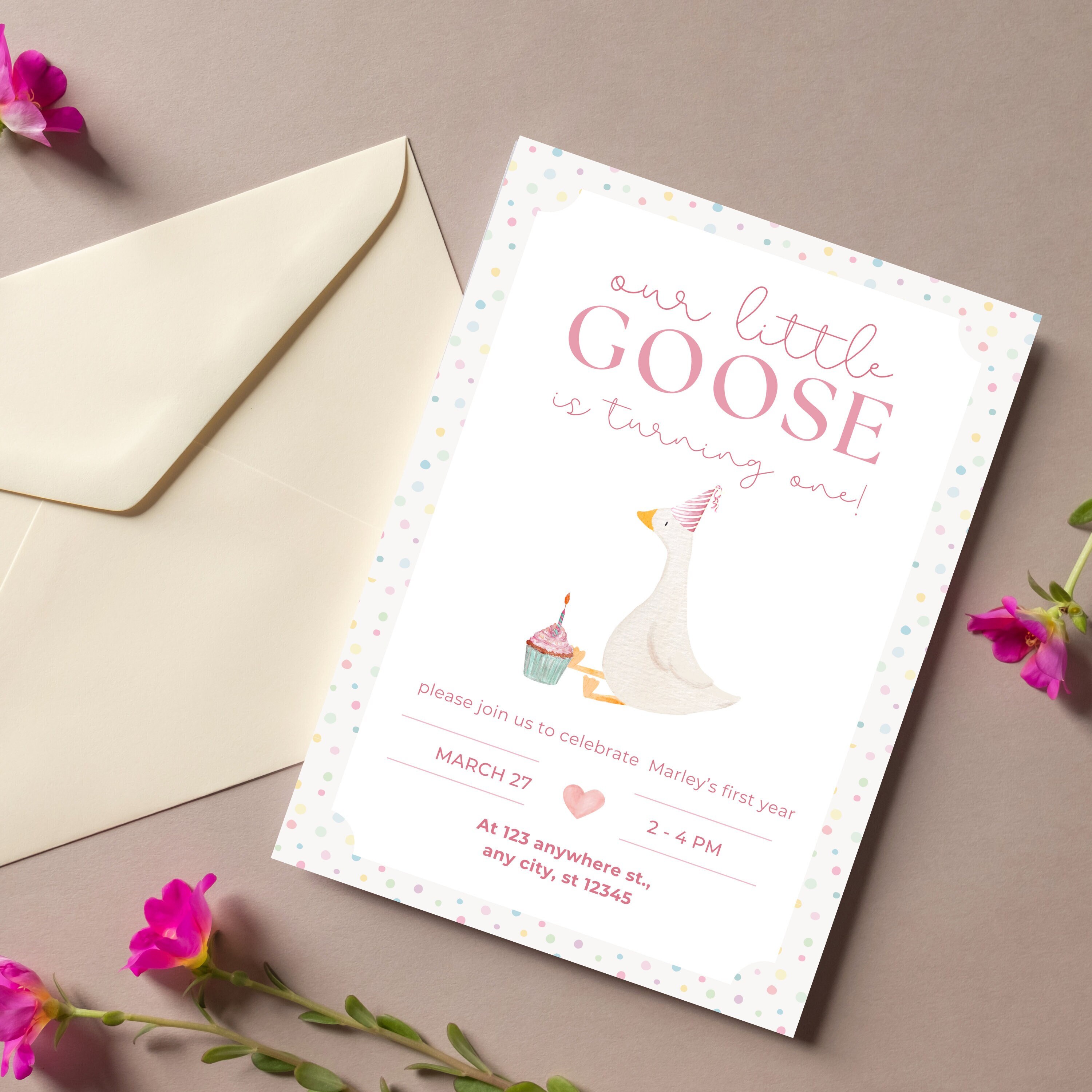 Silly Goose Birthday Party Invitation, Custom Birthday Invitation ...