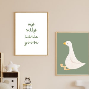 Silly Goose Wall Art, Goose Nursery Decor, Earth Tone Nursery Prints ...