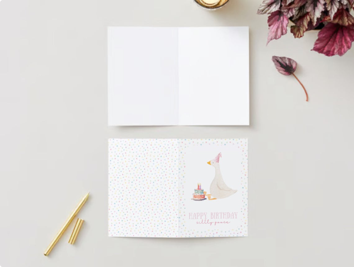 Silly Goose Birthday Card Pink, Silly Goose Birthday Watercolor Goose ...