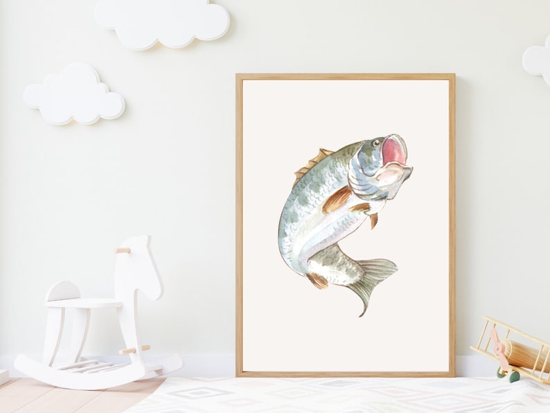 Gone Fishing Nursery Prints, Watercolor Fisherman, Baby Boy Nautical ...
