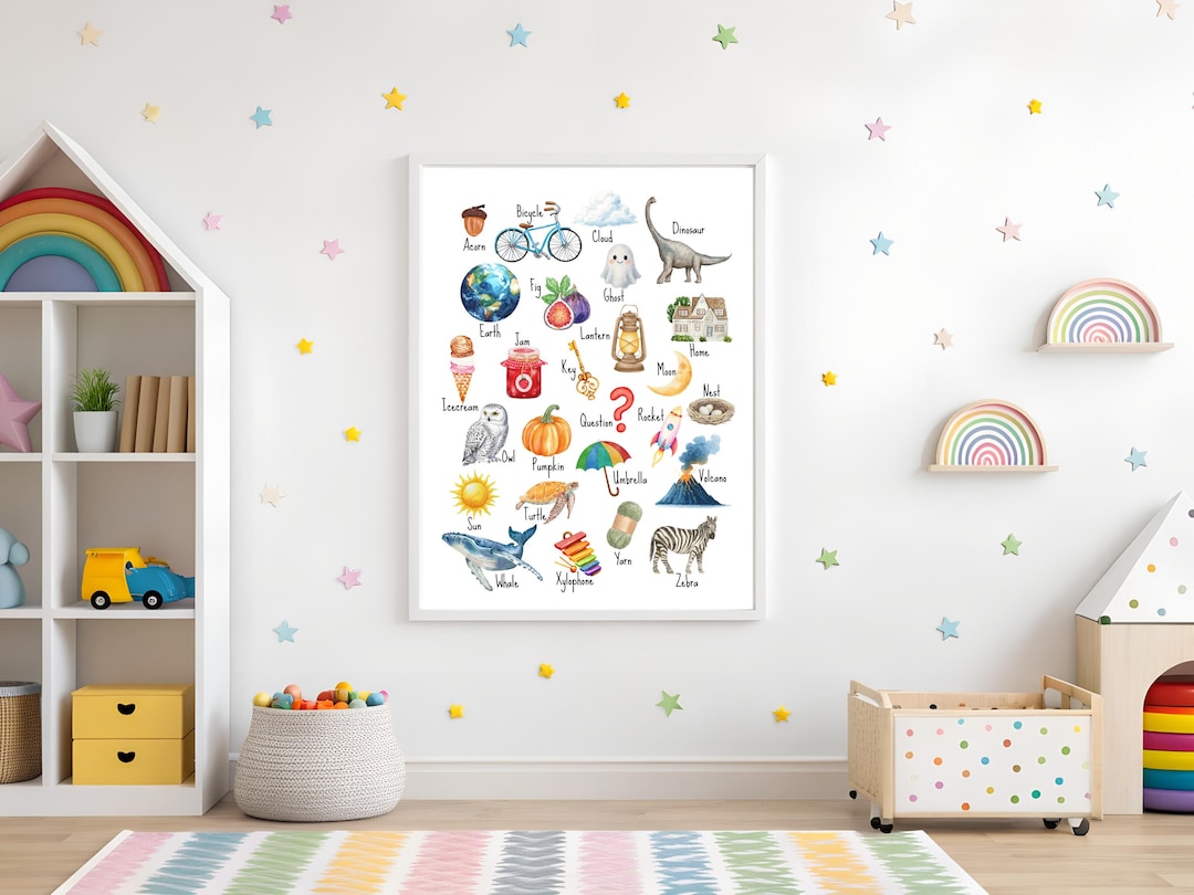 Watercolor Alphabet Poster, Preschool Abcs, School Playroom - Etsy