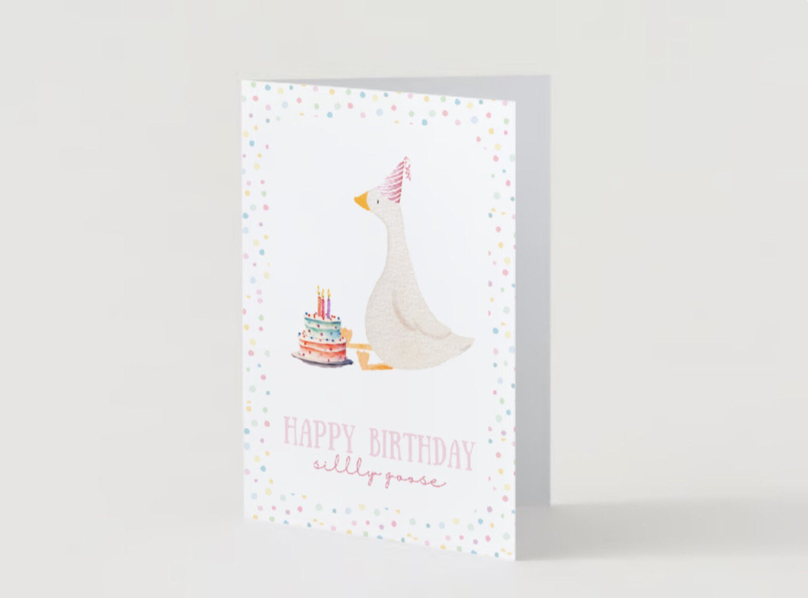 Silly Goose Birthday Card Pink, Silly Goose Birthday Watercolor Goose ...