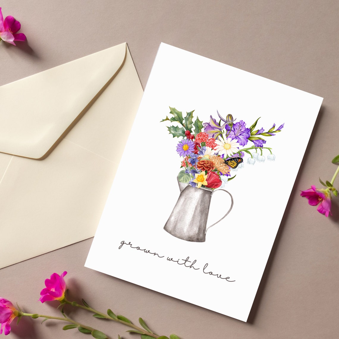 Custom Birth Flower Mother's Day Card, Customizable Birth Flower ...