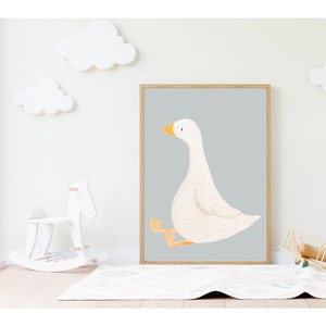 Silly Goose Wall Art, Goose Nursery Decor, Earth Tone Nursery Prints ...