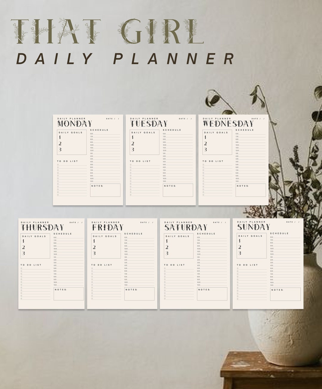 That Girl Daily Planner, Printable Daily Planner, Elegant Daily Planner ...