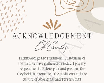 Acknowledgement of Country Sign Aboriginal Art Digital File Neutral ...