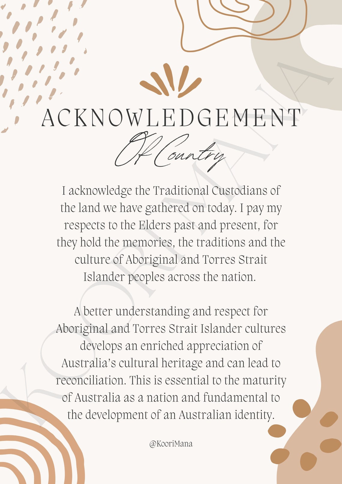 Acknowledgement of Country - Etsy