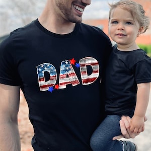 USA Flag Print Dad Shirt, Patriotic Fathers Day Gift, 4th of July Dad ...