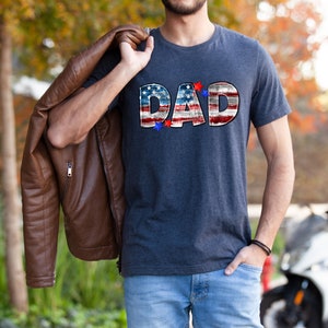 USA Flag Print Dad Shirt, Patriotic Fathers Day Gift, 4th of July Dad ...