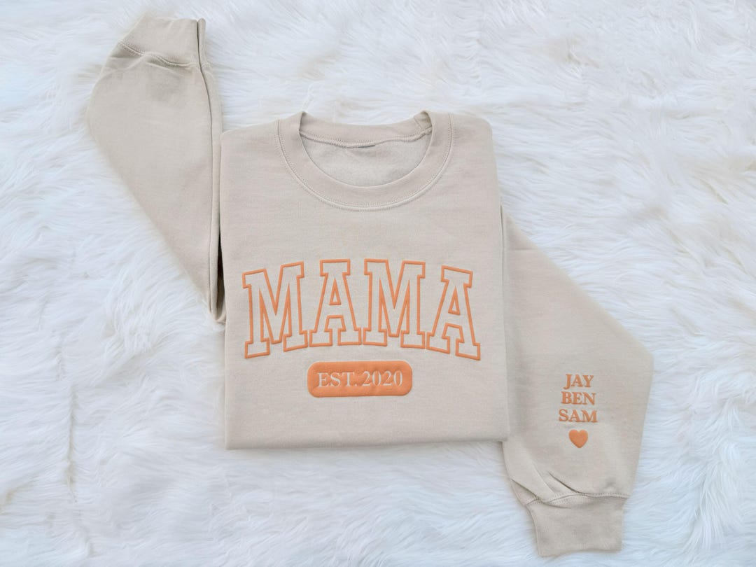 Puff Mama Sweatshirt | Embossed Mama Est Sweatshirt | Mother's Day Gift ...