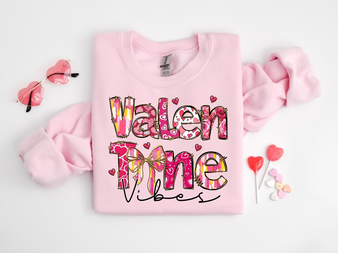 Valentine's Day Sweatshirt, Valentine Vibes Sweatshirt, Retro Valentine Sweatshirt, Valentine's ...
