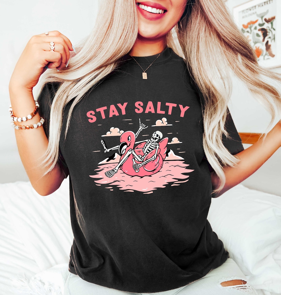 Stay Salty Shirt, Beach Salty Shirt, Skeleton and Pelican Shirt, Stay ...
