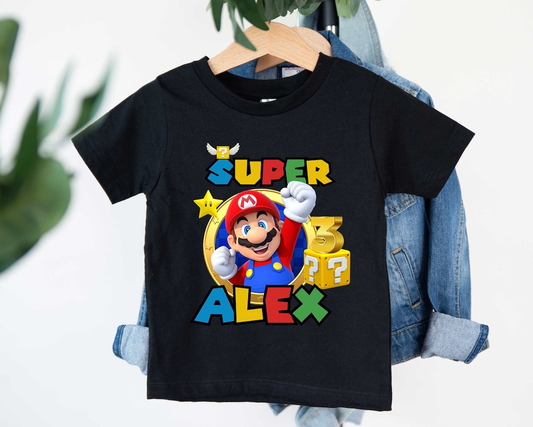 Personalized Super Mario Birthday Shirt, Custom Super Mario Birthday ...
