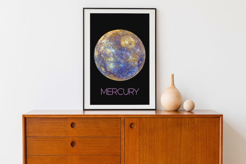 Mercury Poster: Solar System Planet Art Print Mercury Planet - Etsy