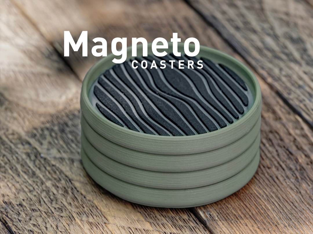 Magneto Coaster Set, W/a Magnetic Stacking Design. Woodgrain Coasters ...