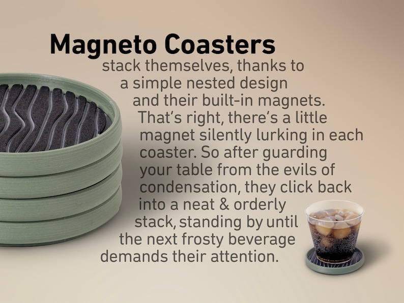 Magneto Coaster Set, W/a Magnetic Stacking Design. Woodgrain Coasters ...