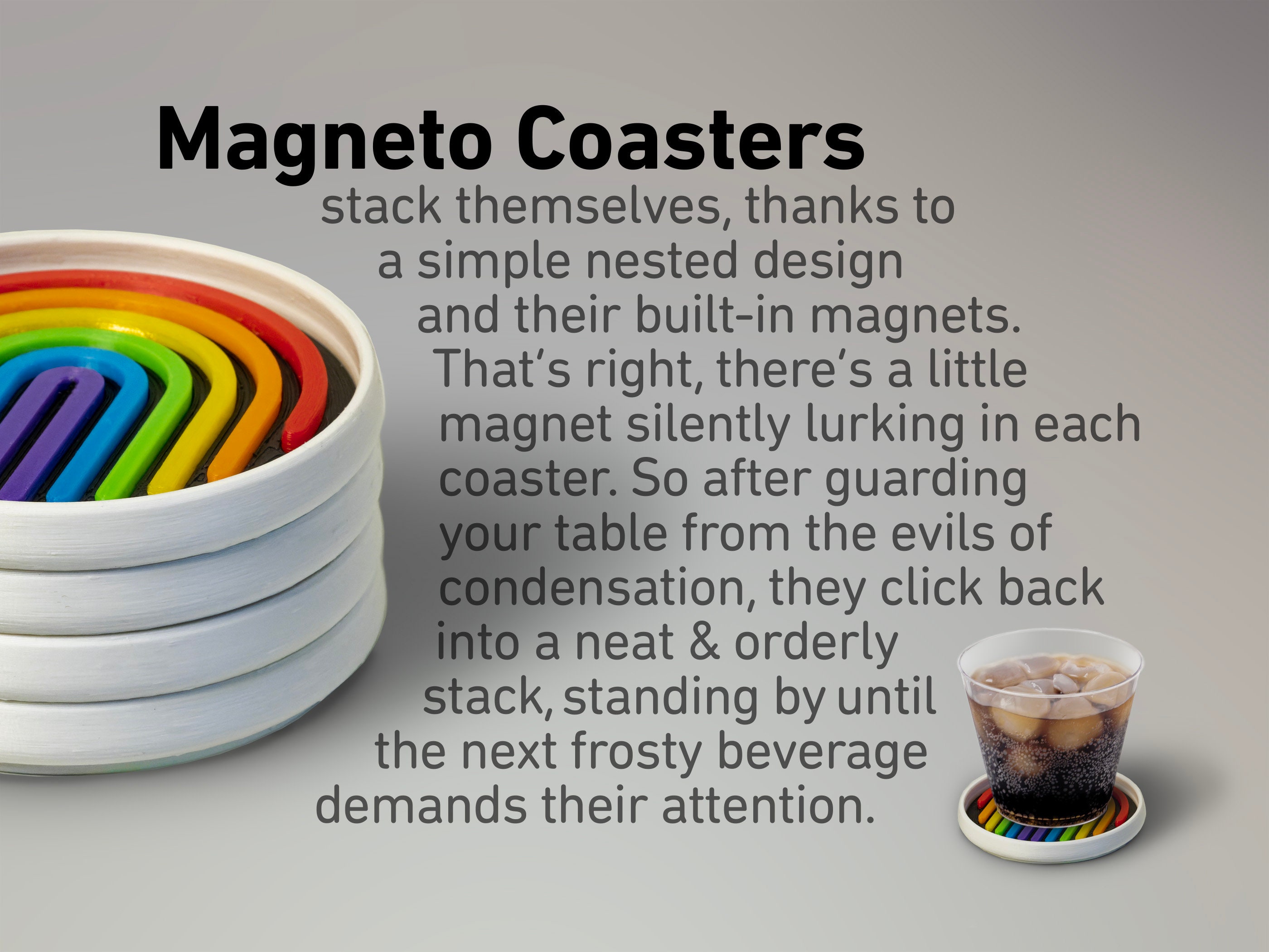 Magneto Coaster Set, W/a Magnetic Stacking Design. Rainbow Coaster Set ...