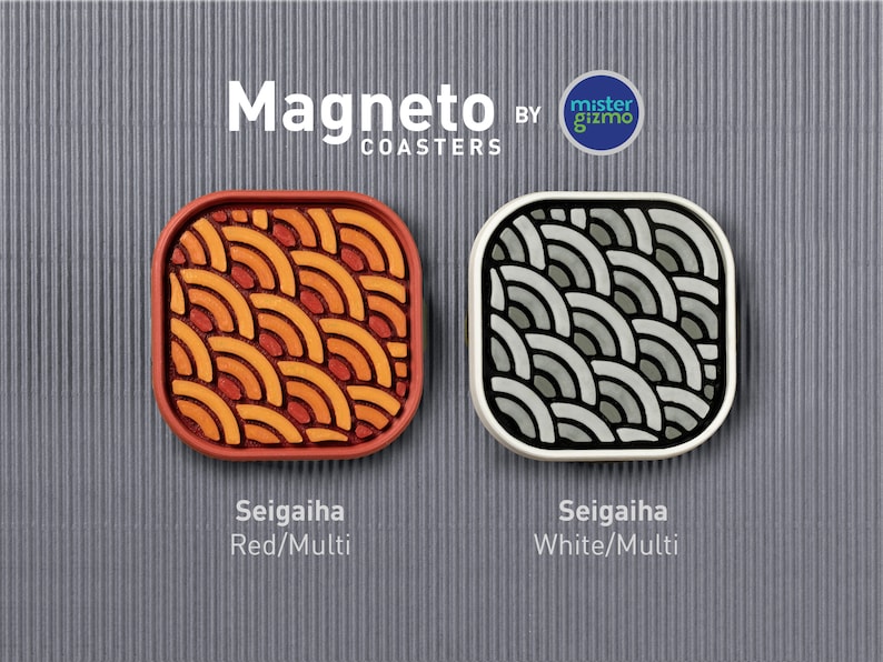 Seigaiha Wave Coasters, Magneto Coaster Set, With Magnetic Stacking ...