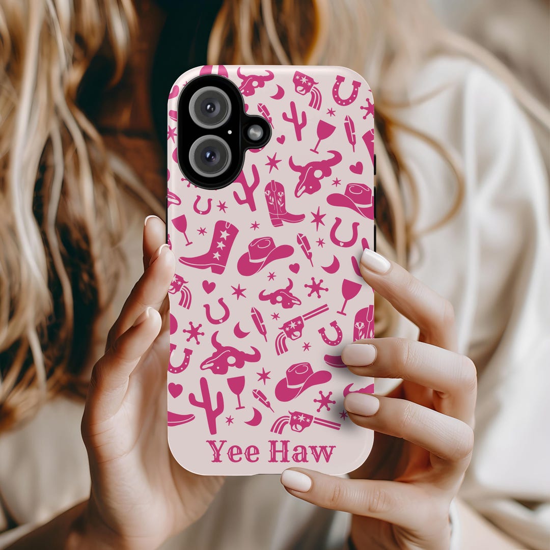 Pink Western Cowboy Magsafe Case, Yee Haw Pink Phone Case Rodeo Cowgirl ...