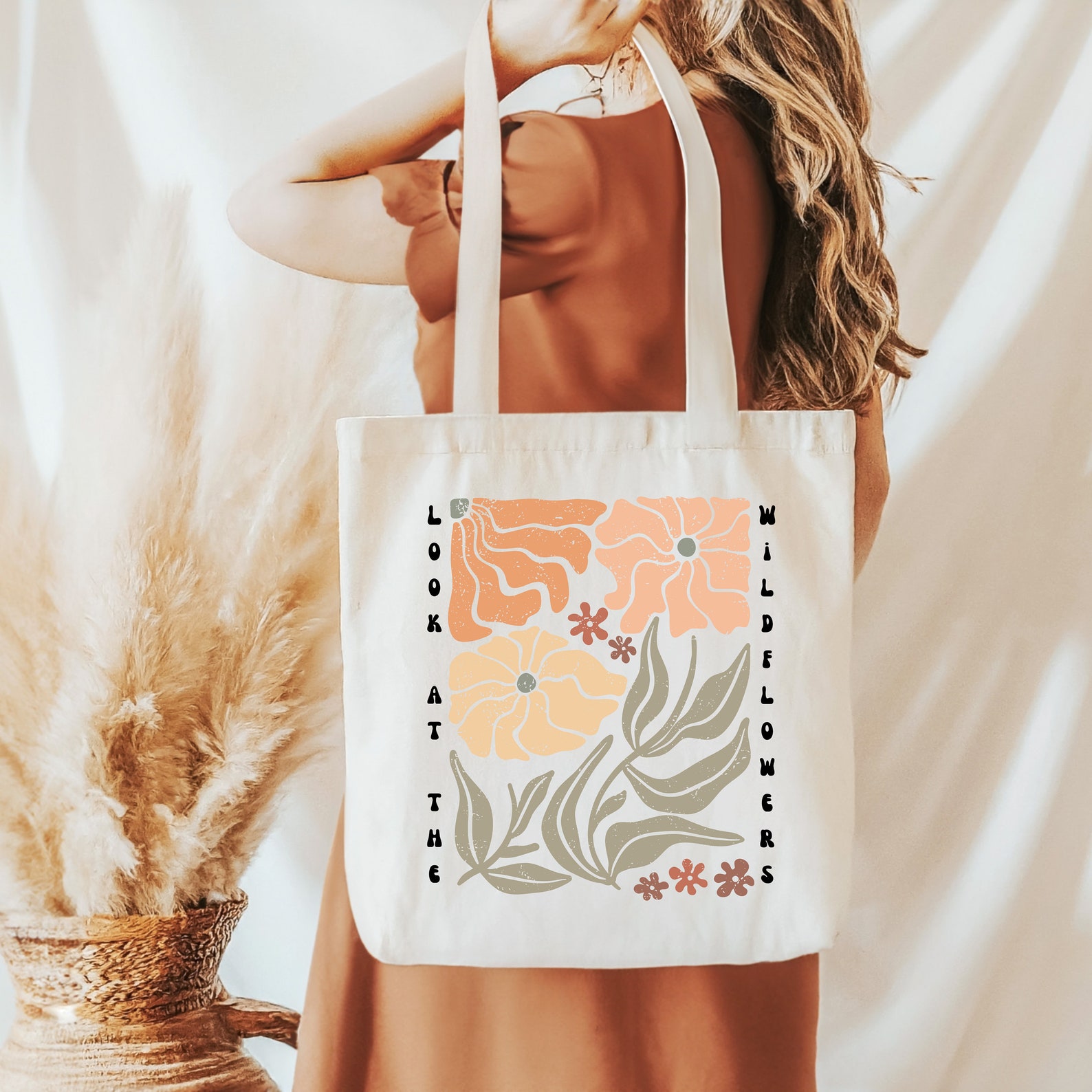 Wildflowers Christian Tote Bag, Bible Bag for Church, Religious Cotton ...