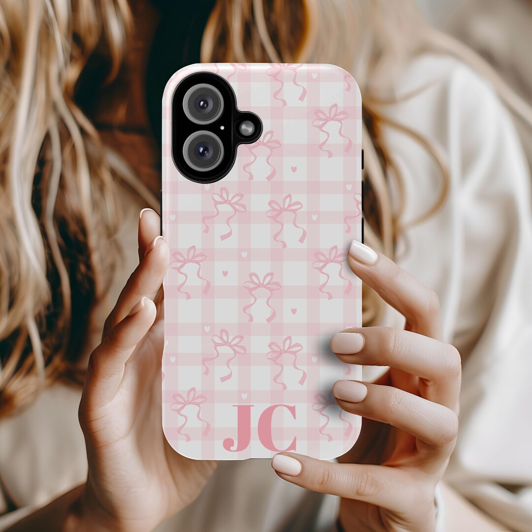 Pink Coquette Bow Case Magsafe Monogram iPhone 16 Magnetic Case Light ...