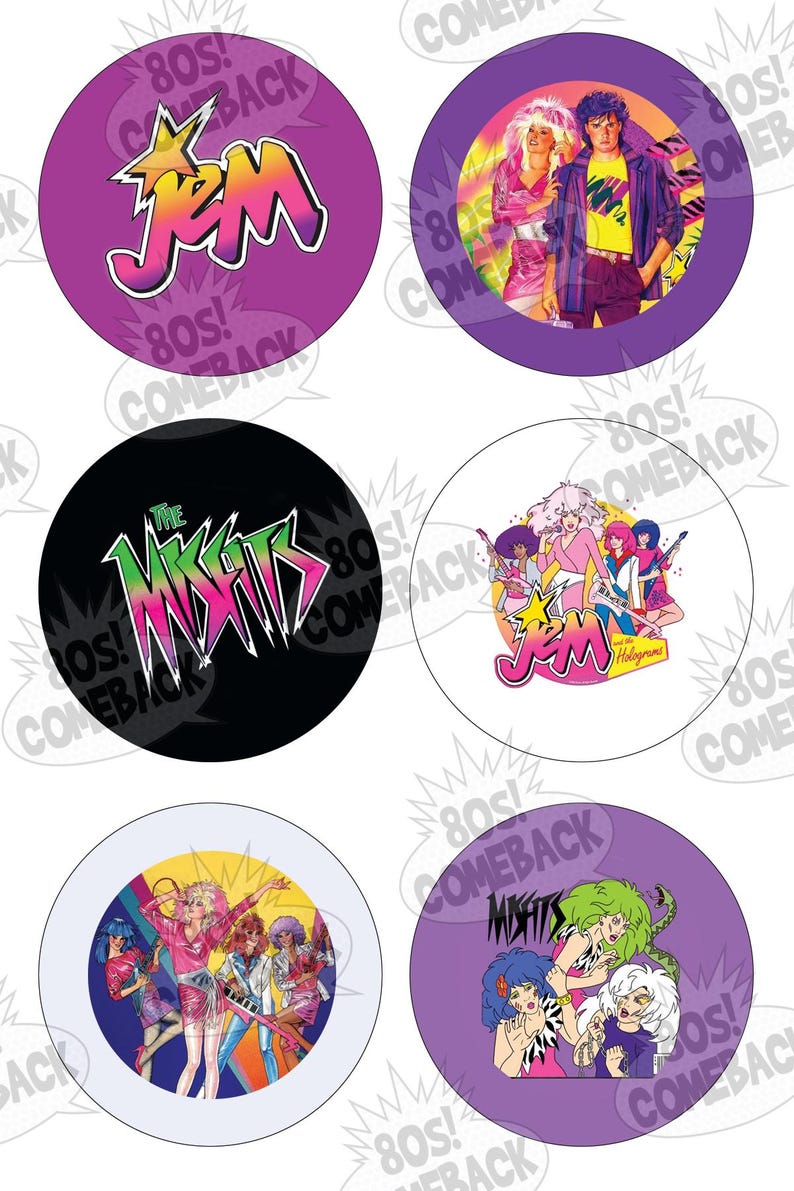 Jem & the Holograms Misfits 1.25" Button Designs for Button Maker ...