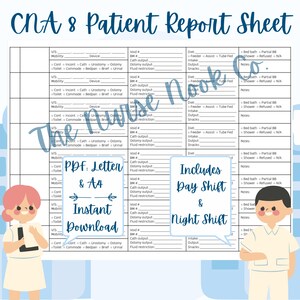 CNA Report Sheet Nursing Assistant Report Sheet UAP 8 Patient Report ...