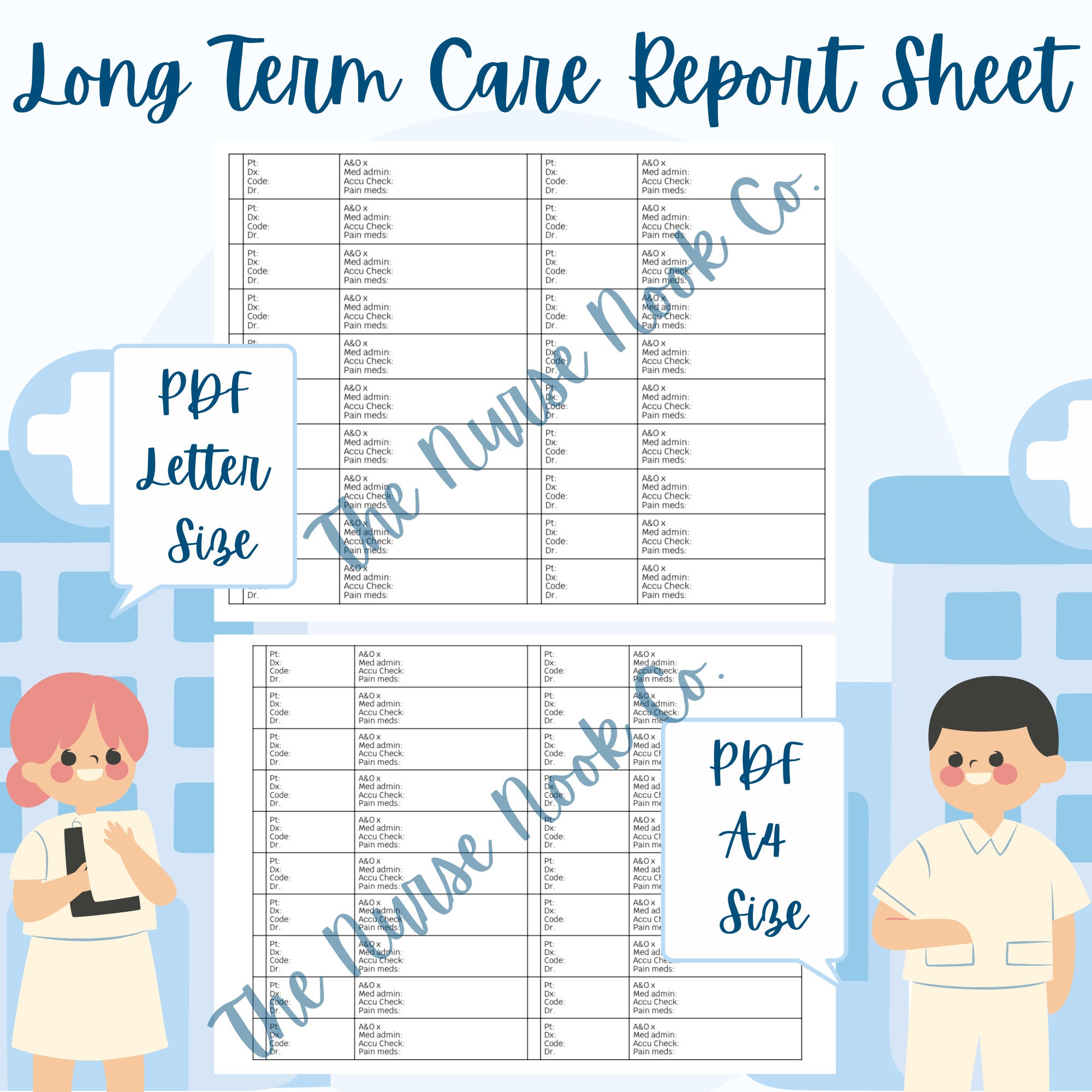 Long Term Care Report Sheet Nurse Report Sheet LTC Report Sheet Skilled ...