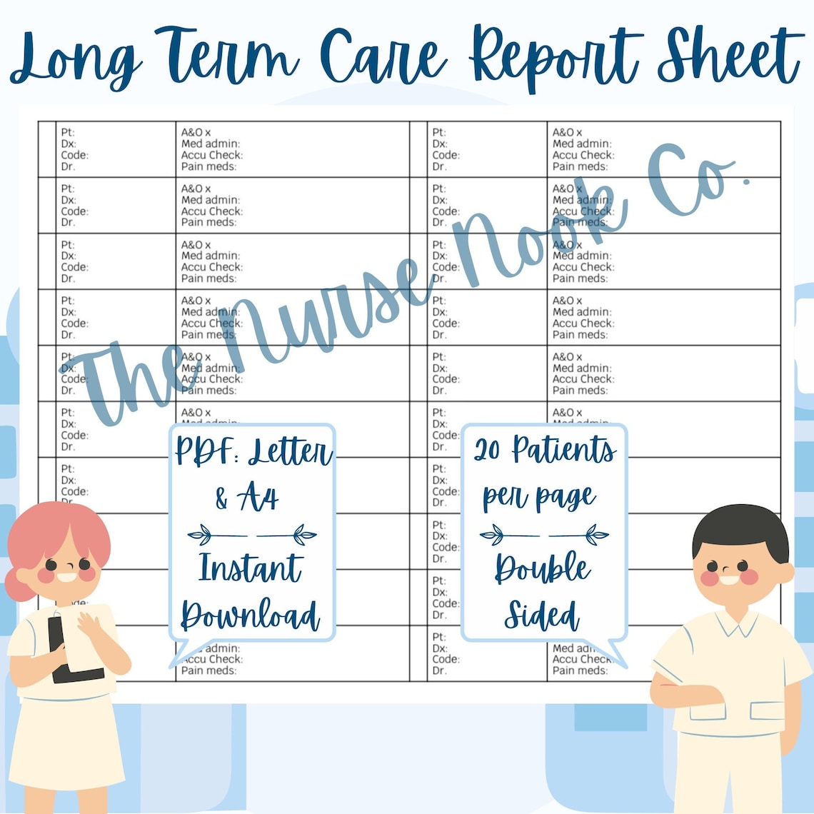 Long Term Care Report Sheet Nurse Report Sheet LTC Report Sheet Skilled ...