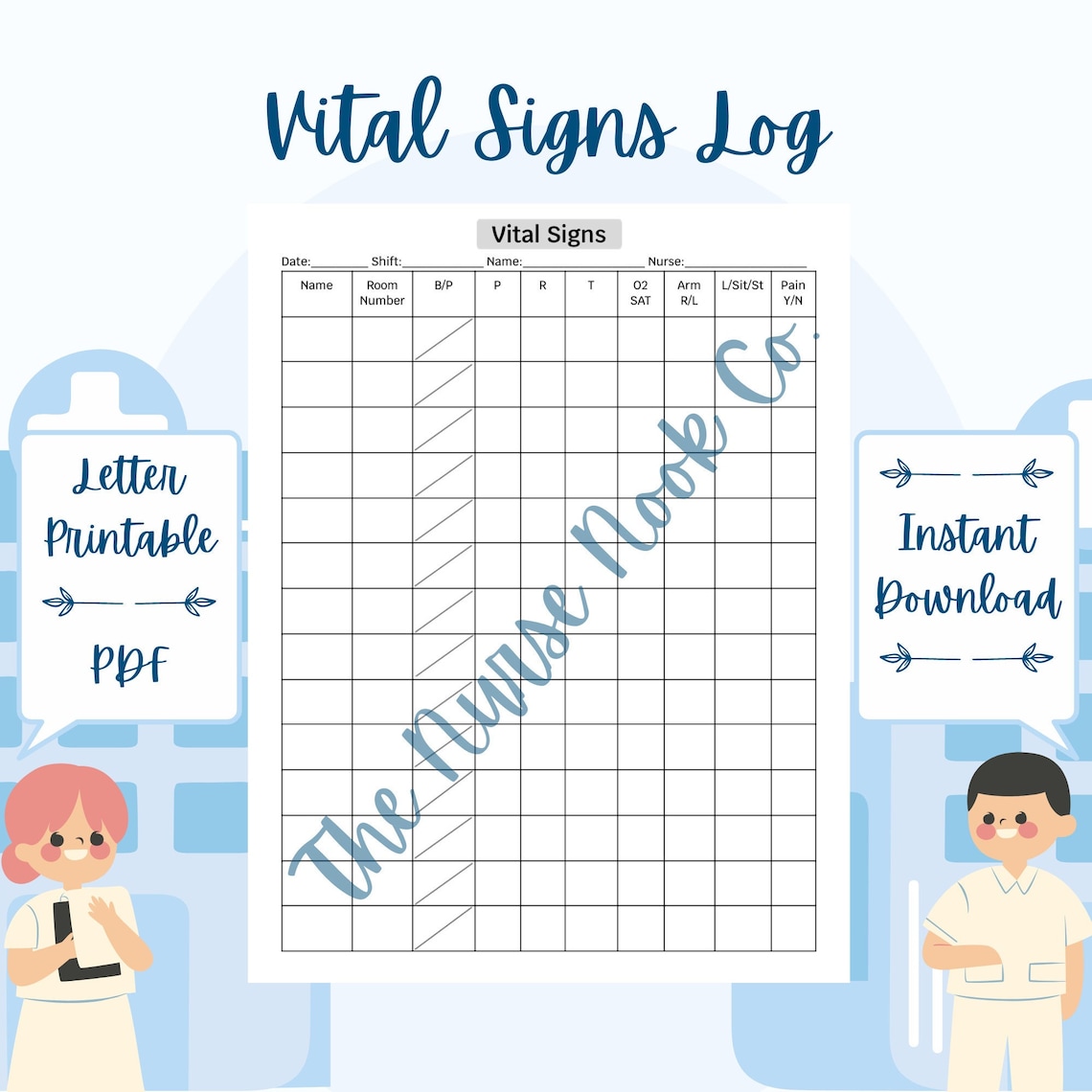 Vital Signs Log Vital Signs Sheet Vital Signs Tracker Vital Signs ...