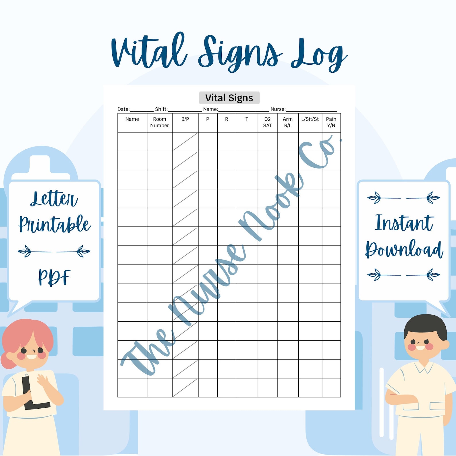Vital Signs Log Vital Signs Sheet Vital Signs Tracker Vital Signs ...