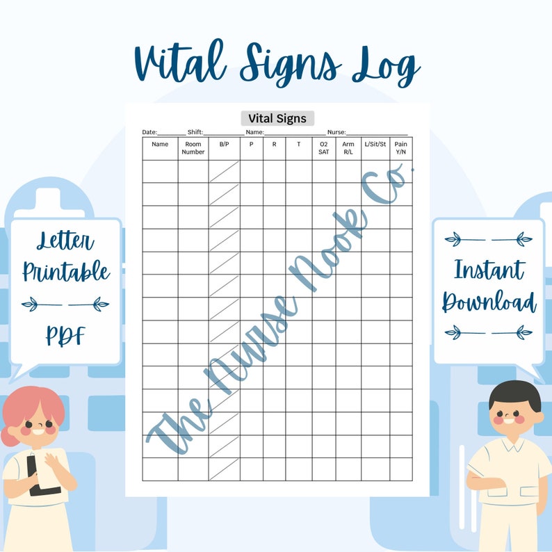 Vital Signs Log Vital Signs Sheet Vital Signs Tracker Vital Signs ...