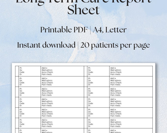 Charge Nurse Report Sheet, LVN Nursing Documentation, LPN Charting ...