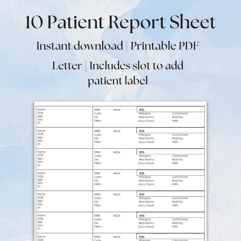 Nurse Report Sheet Student Nurse Report Sheet 10 Patient Report Sheet ...