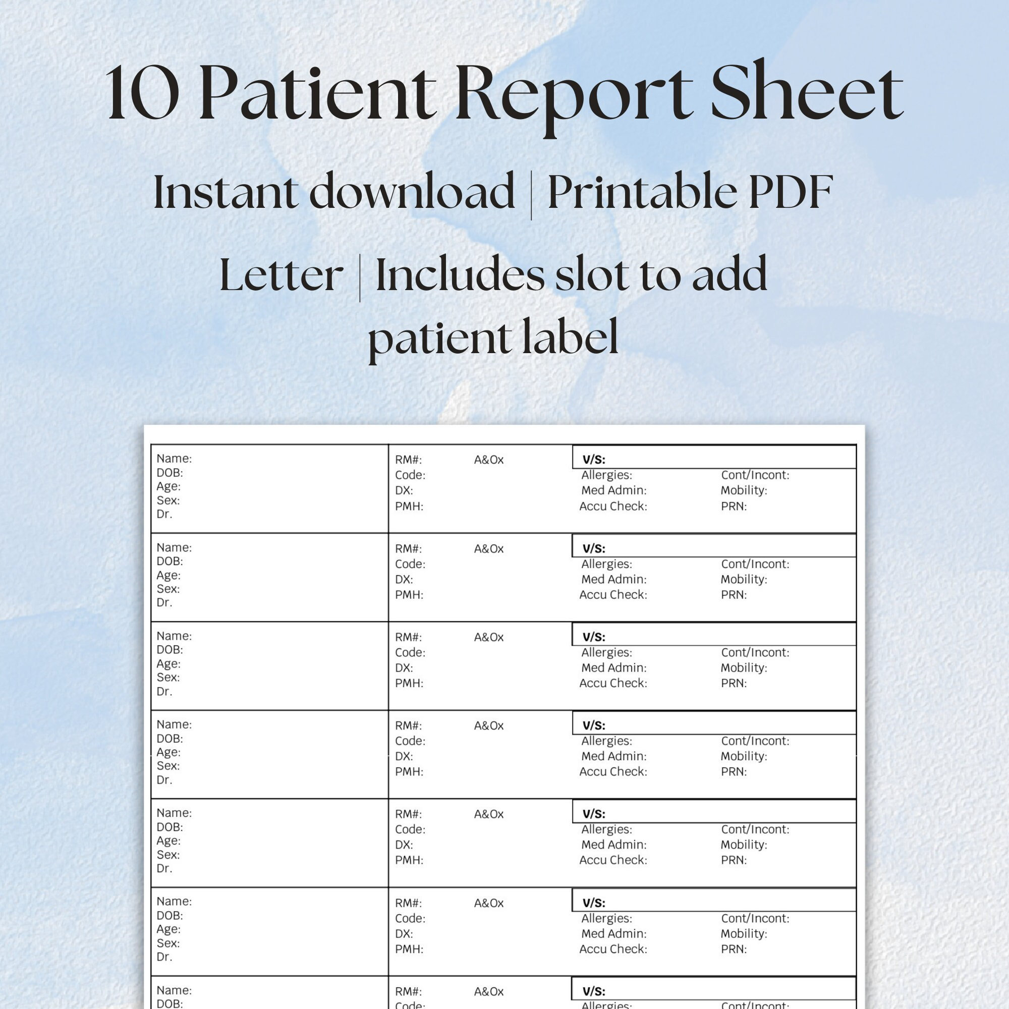 Nurse Report Sheet Student Nurse Report Sheet 10 Patient Report Sheet ...