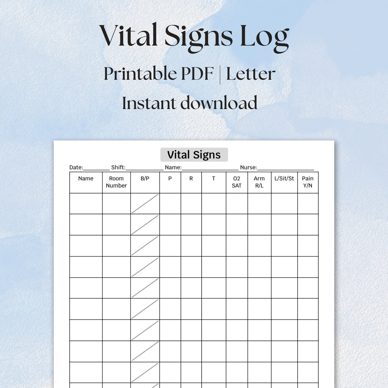 Vital Signs Log Vital Signs Sheet Vital Signs Tracker Vital Signs ...