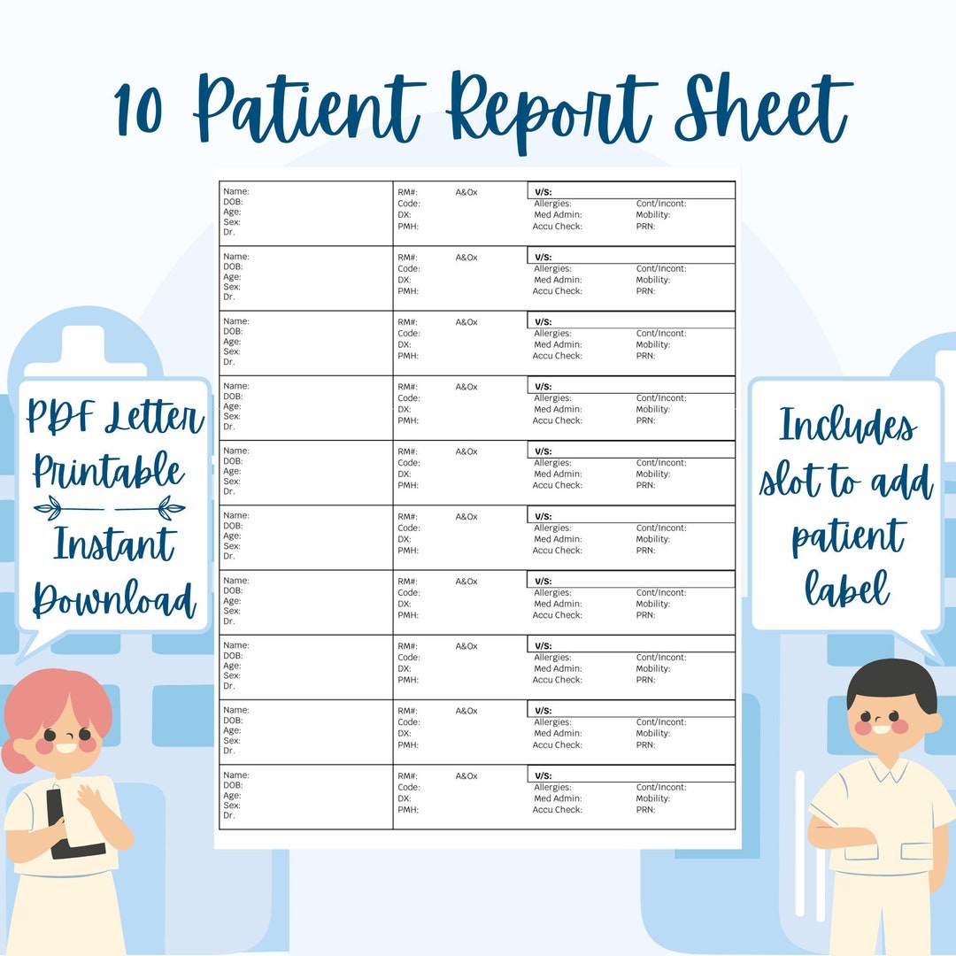 Nurse Report Sheet Student Nurse Report Sheet 10 Patient Report Sheet ...