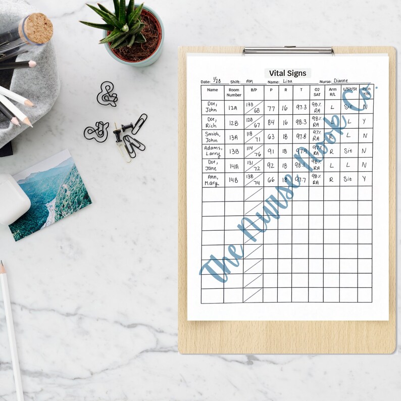 Vital Signs Log Vital Signs Sheet Vital Signs Tracker Vital Signs ...