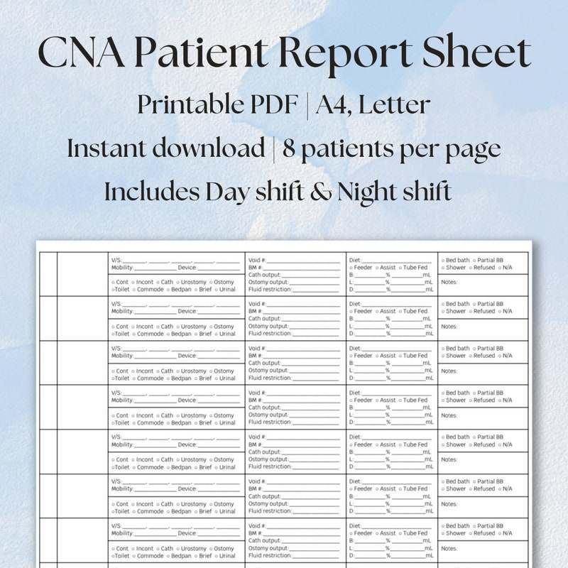 Cna Worksheet - Etsy