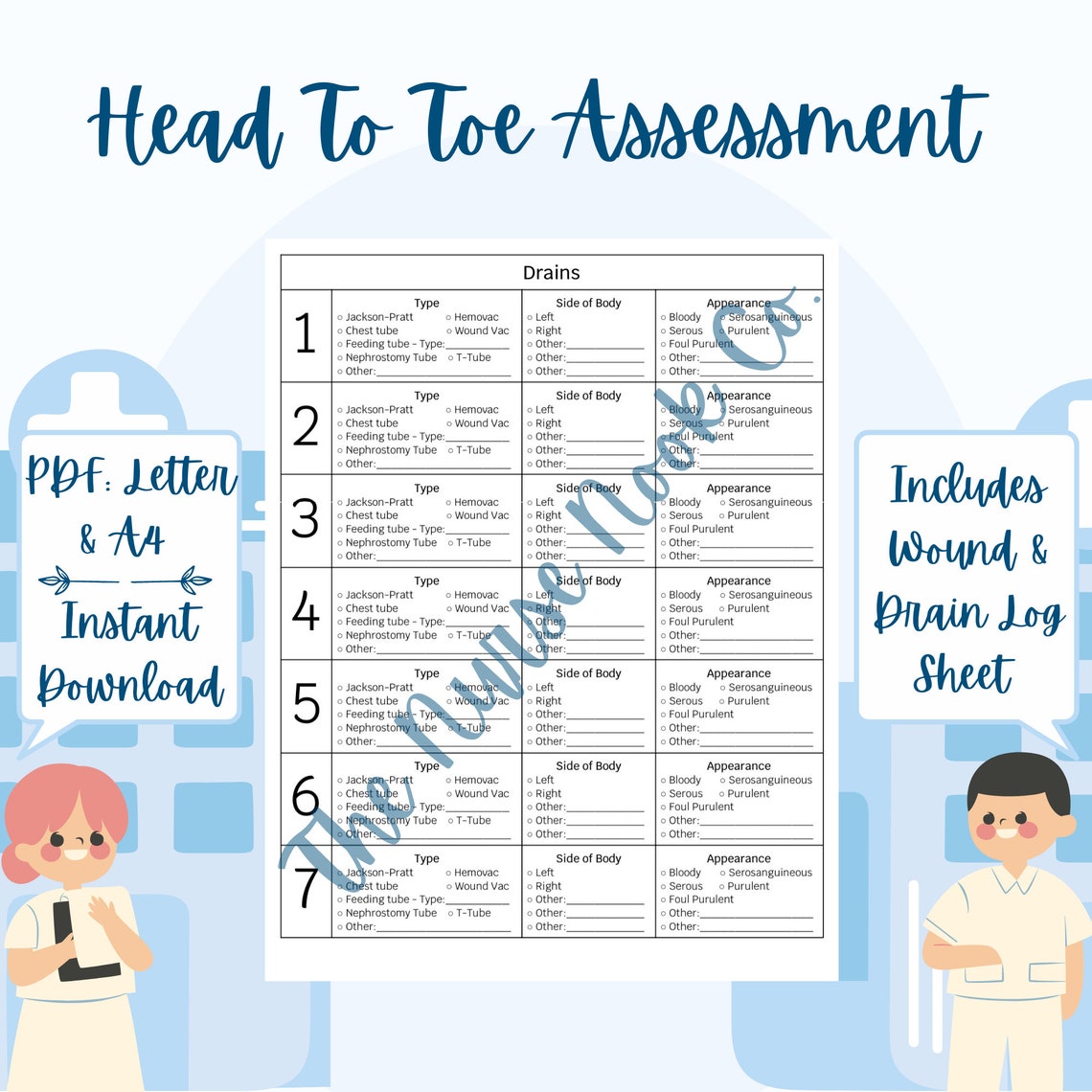 Head to Toe Assessment Nursing Template Patient Assessment Sheet Nurse ...