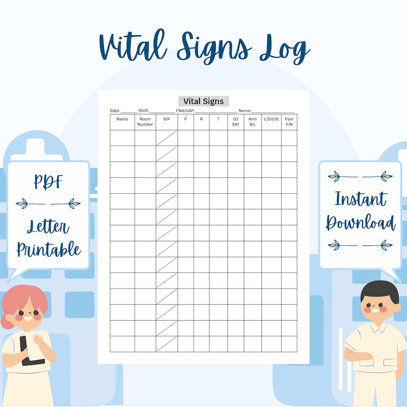 Vital Signs Log Vital Signs Sheet Vital Signs Tracker - Etsy