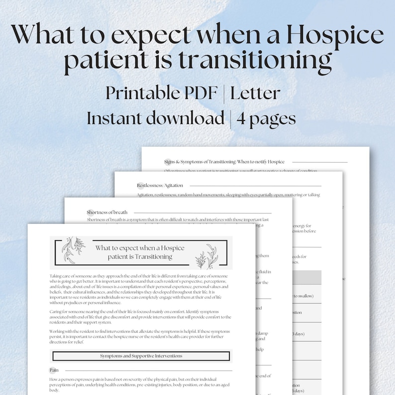 Hospice Care Guide What to Expect When a Patient is Transitioning - Etsy