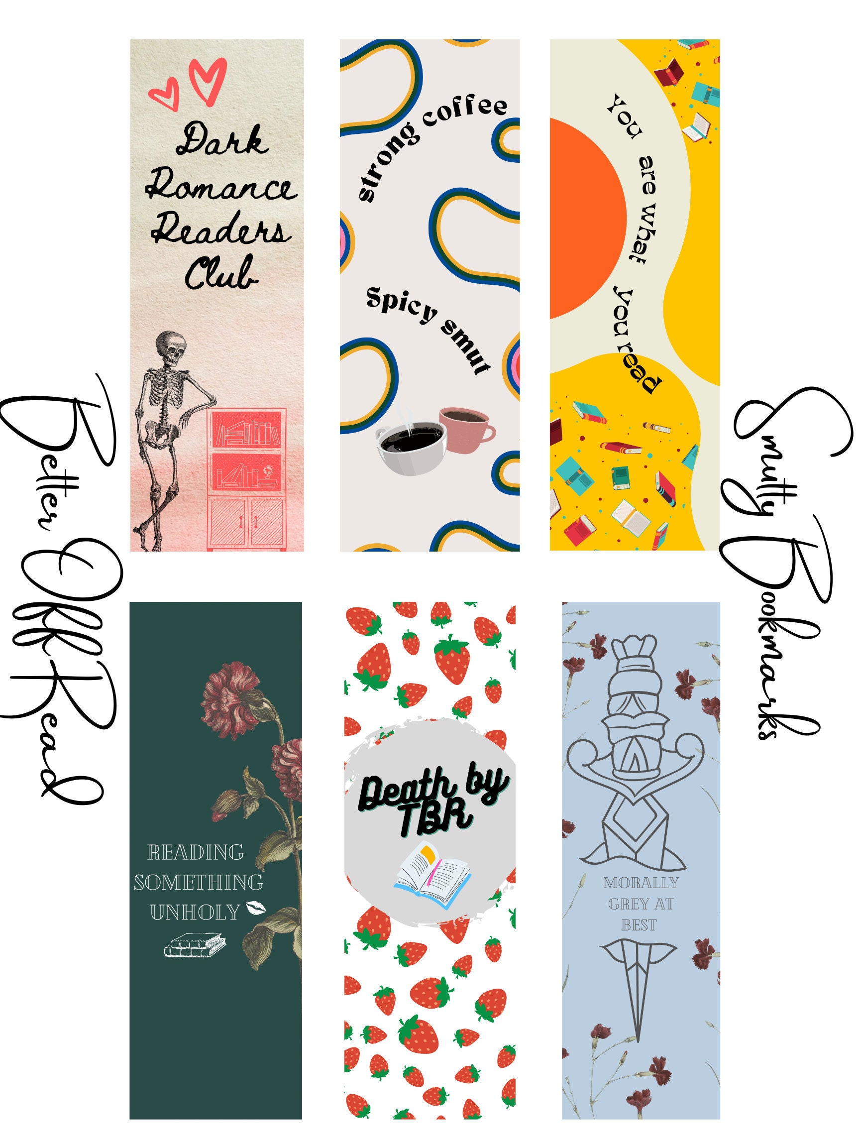 Smutty Bookmarks Digital Download Digital Product Book Lover - Etsy