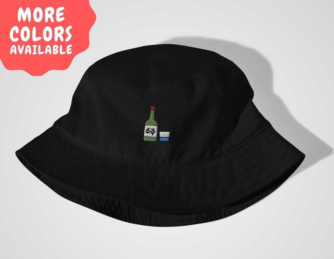 Korean Soju Embroidered Bucket Hat | Soju Hat | Korean Bucket Hat ...