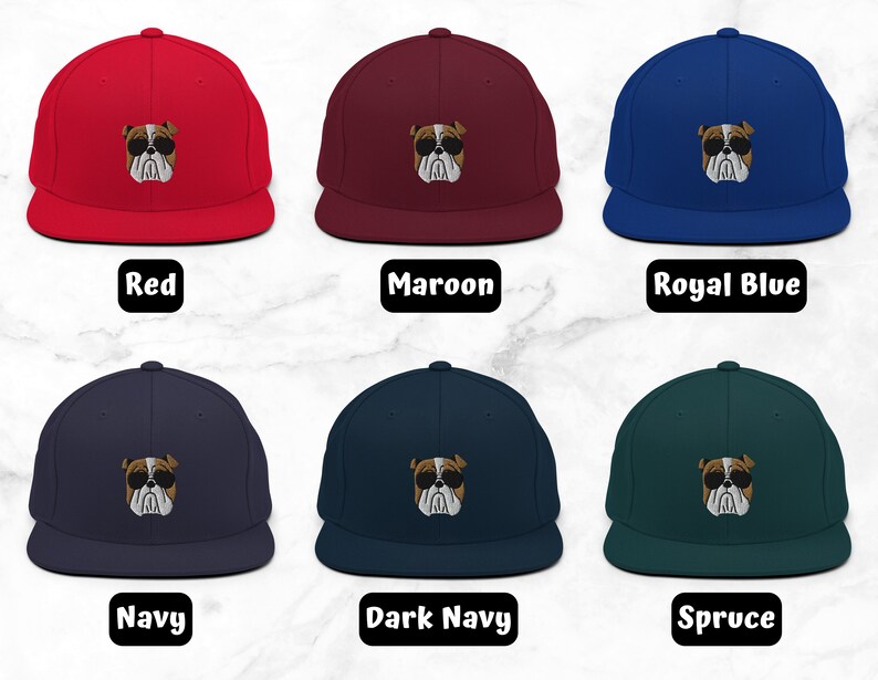 English Bulldog Snapback Hat | Embroidered Dog Hat | Bulldog Dad ...