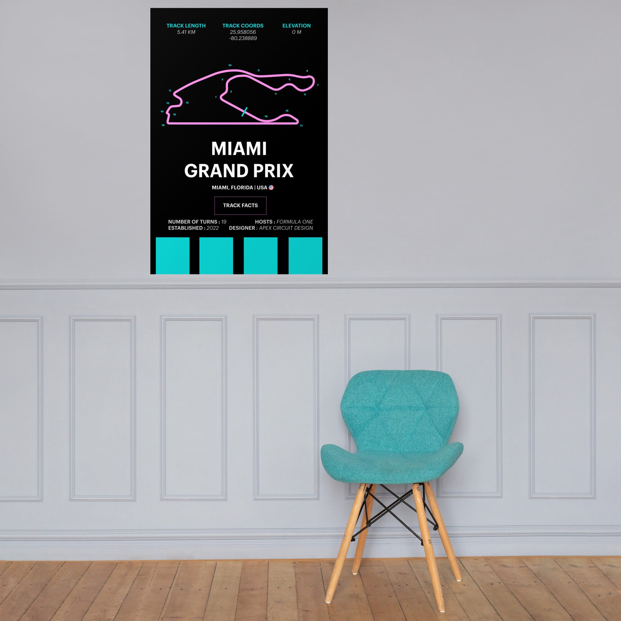 Miami Grand Prix Track Poster- Formula 1 Poster- Formula 1 Print- F1 ...