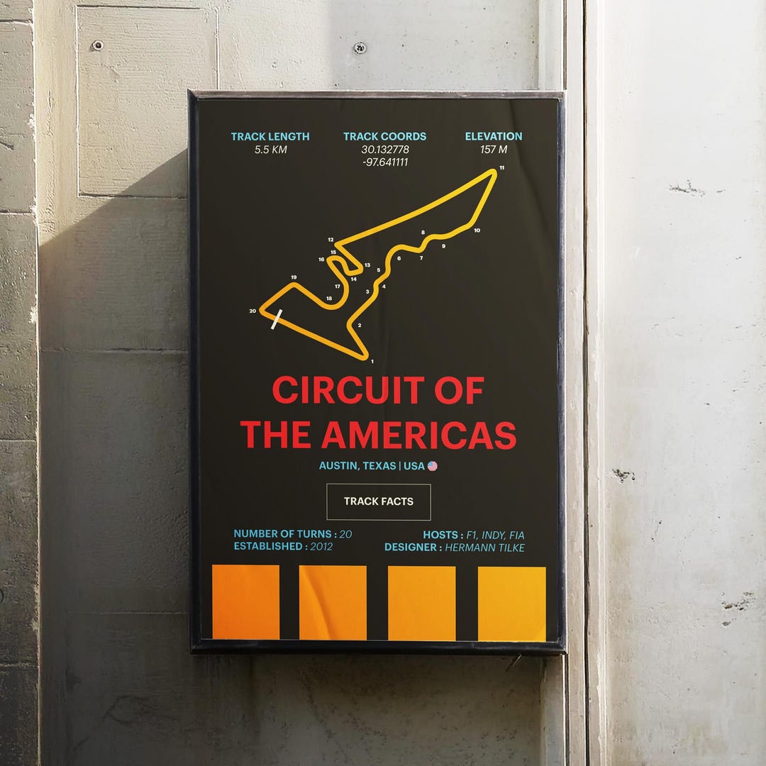 Circuit of the Americas Track Poster- Formula 1 Poster- Formula 1 Print ...