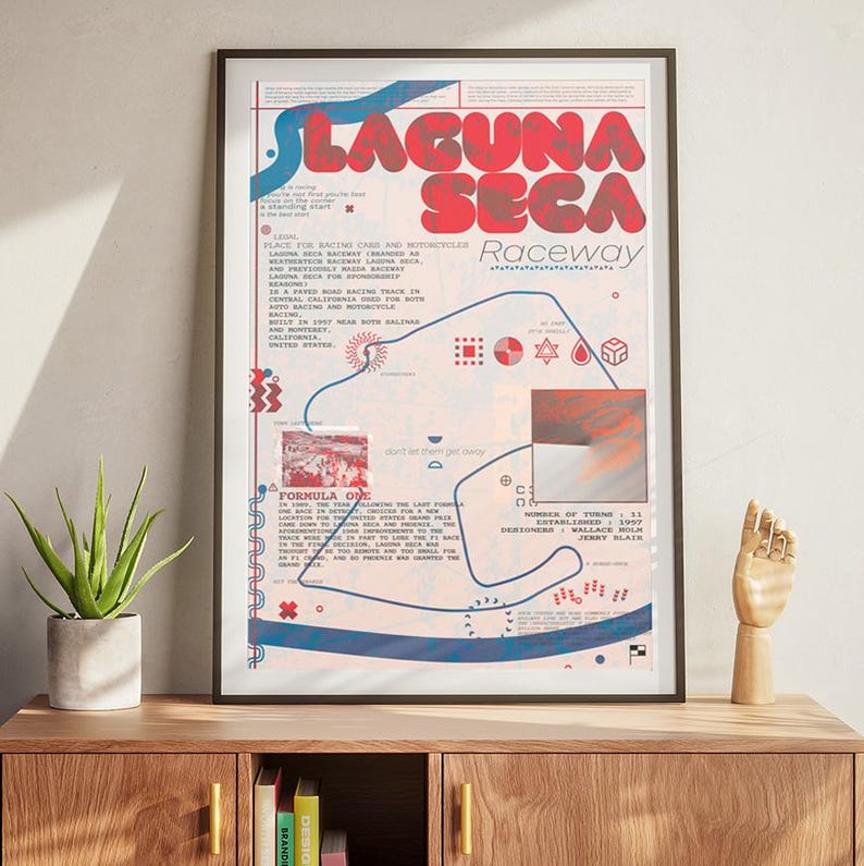 Laguna Seca Raceway Poster – Modern Formula 1 Track Art Print - Etsy