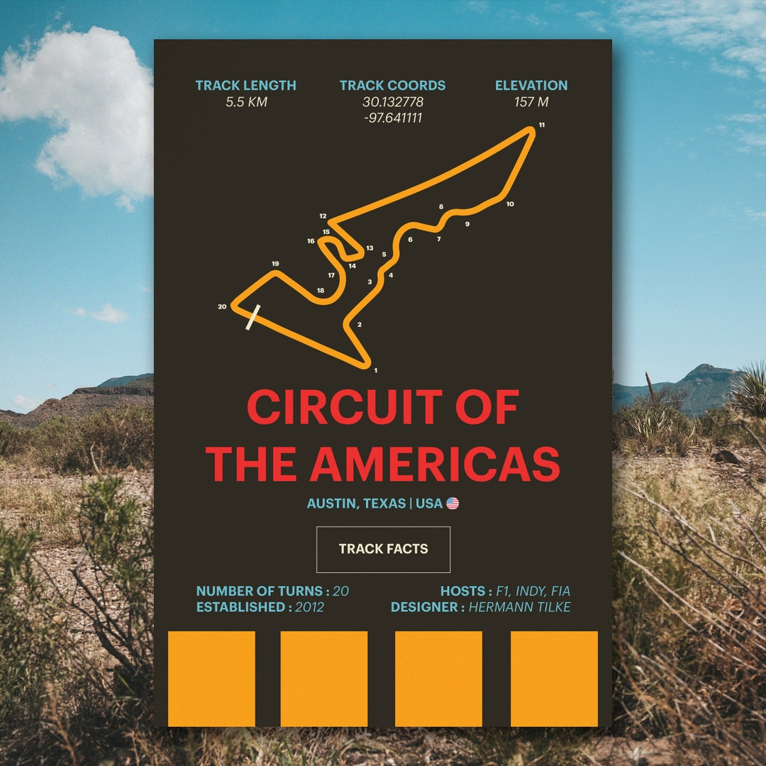 Circuit of the Americas Track Poster Formula 1 Poster Formula 1 Print ...